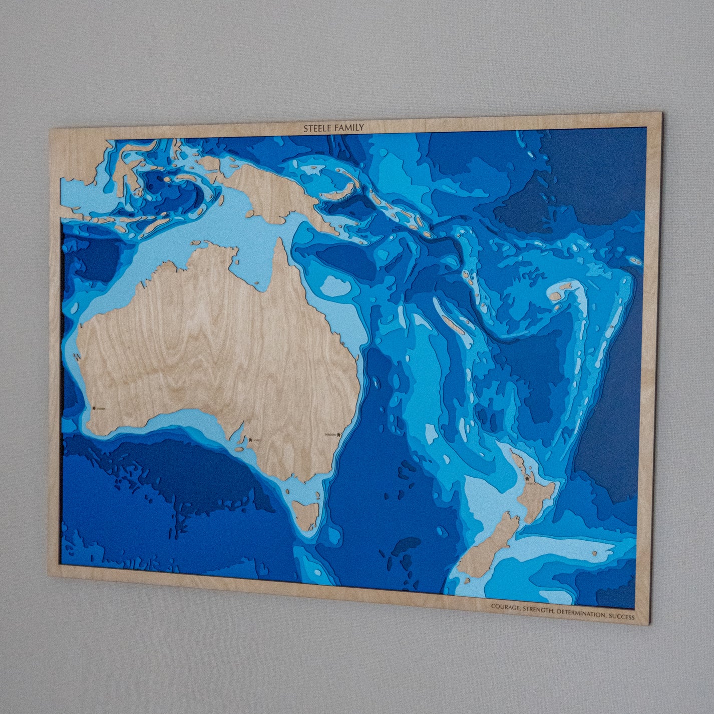 Oceania Wooden Ocean Map – XL 120x80cm | Tides Out Maps NZ – Tide's Out ...